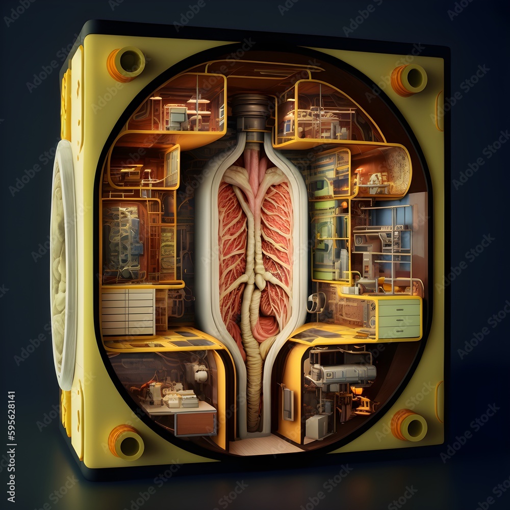 Ilustracja Stock: picture 3d cross section model of a 1950s human body ...