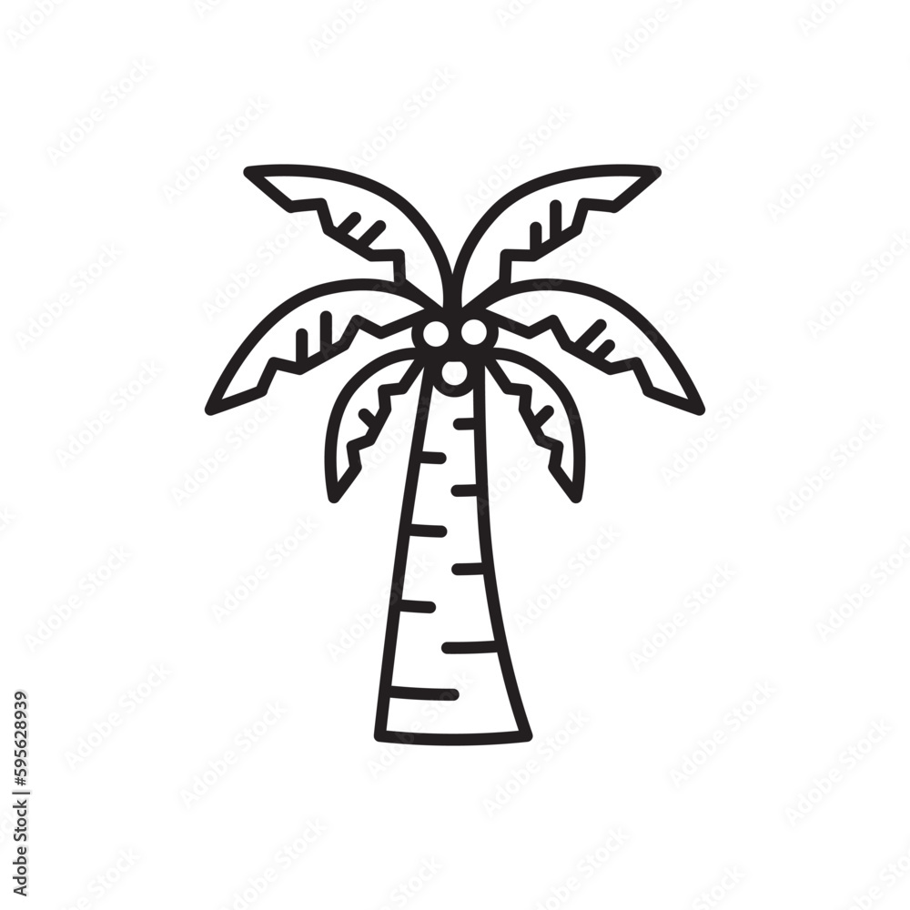 Arecaceae tree vector linear icon. Palm flat sign design. Palm oasis ...