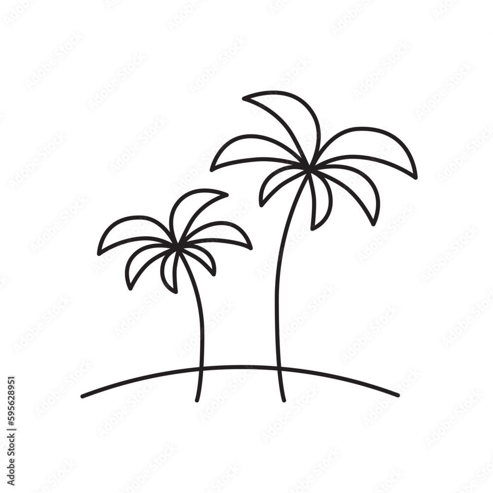Arecaceae tree vector linear icon. Palm flat sign design. Palm oasis ...