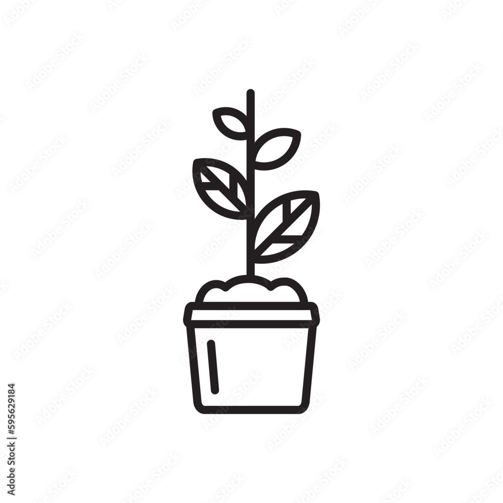 Plant vector linear icon. Houseplant flat sign design. Seedling nature ...