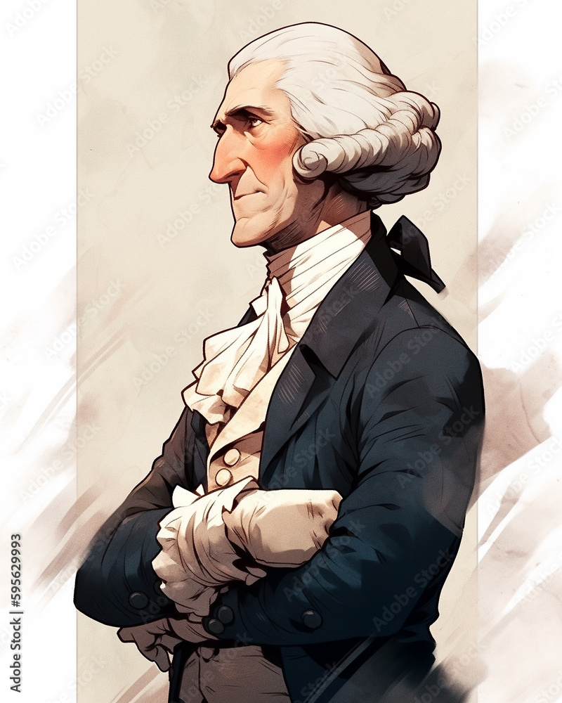 A cartoon of George Washington, First President of the United States of ...