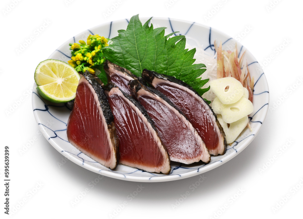 Katsuo no Tataki, seared bonito sashimi, Japanese cuisine Stock Photo ...