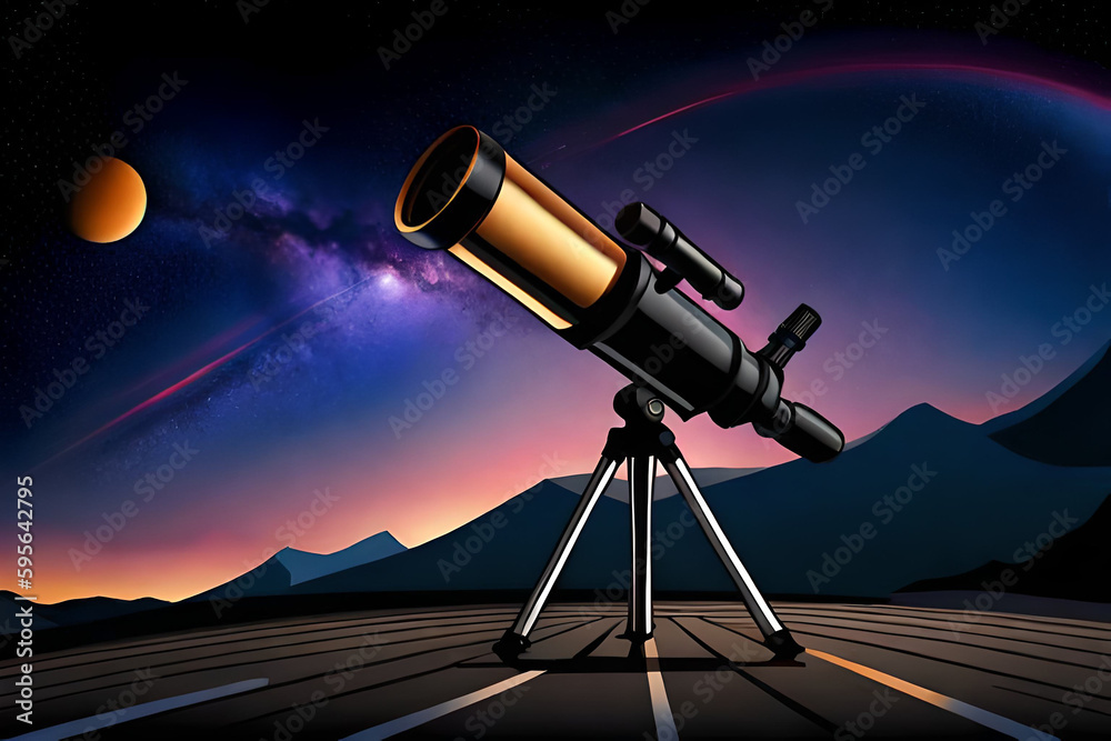 An image of a telescope, equipment used for observing the night sky ...