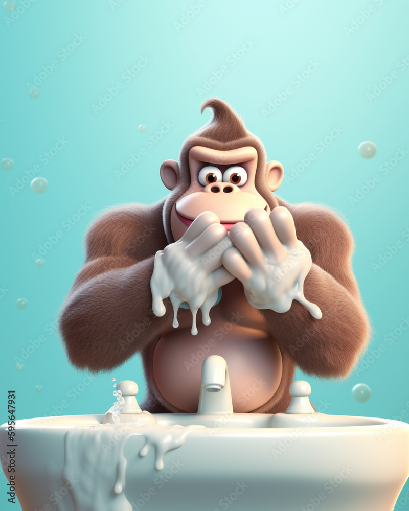 donkey kong washing hands 3d render pixar pastel col , Generative AI ...