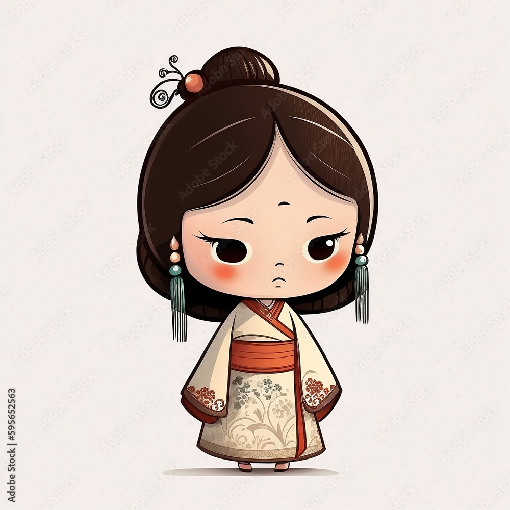 Chinese doll 3d art, clipart, sticker, kawaii, cute, japanese ...