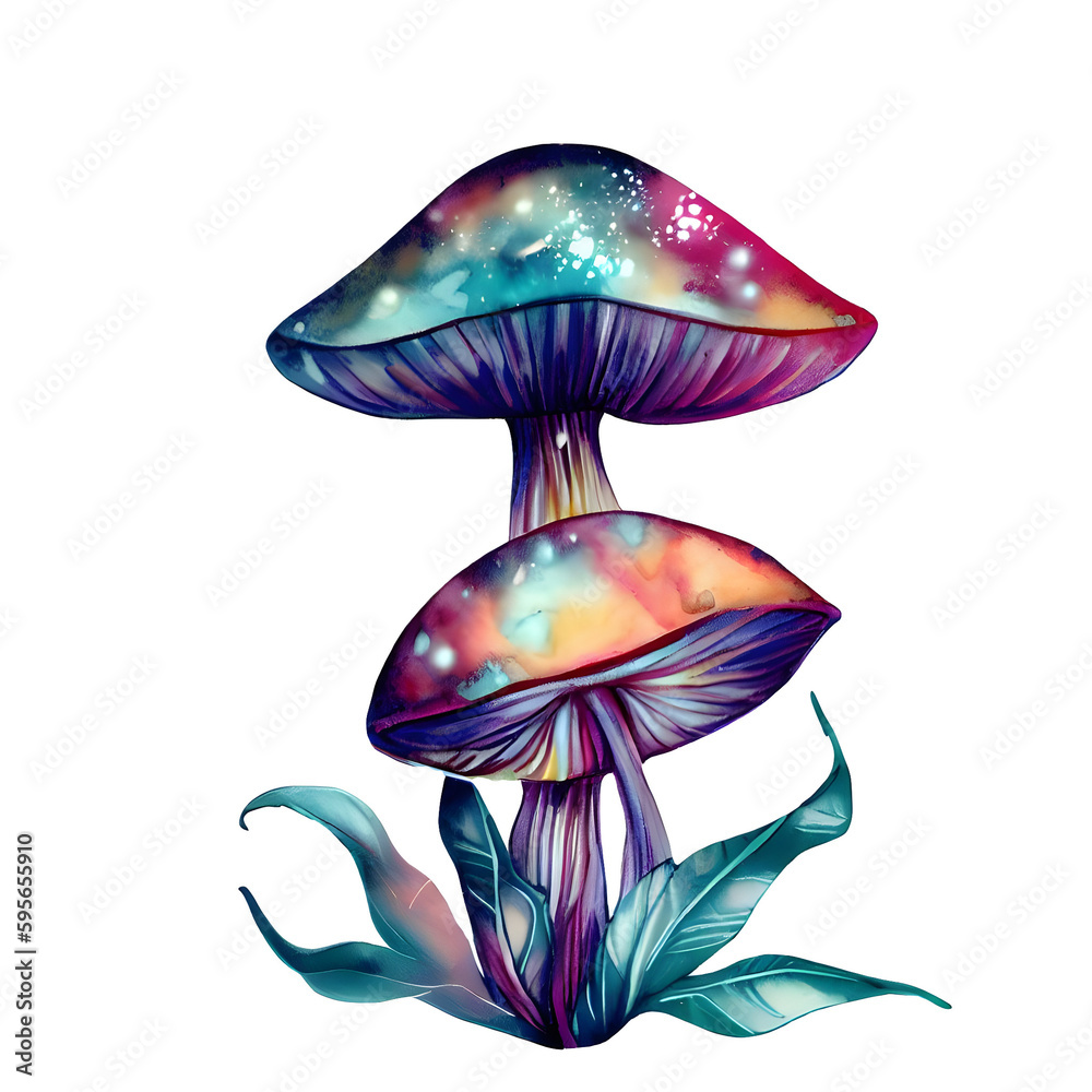 Watercolor Magic Mushrooms png Clipart Stock Illustration | Adobe Stock