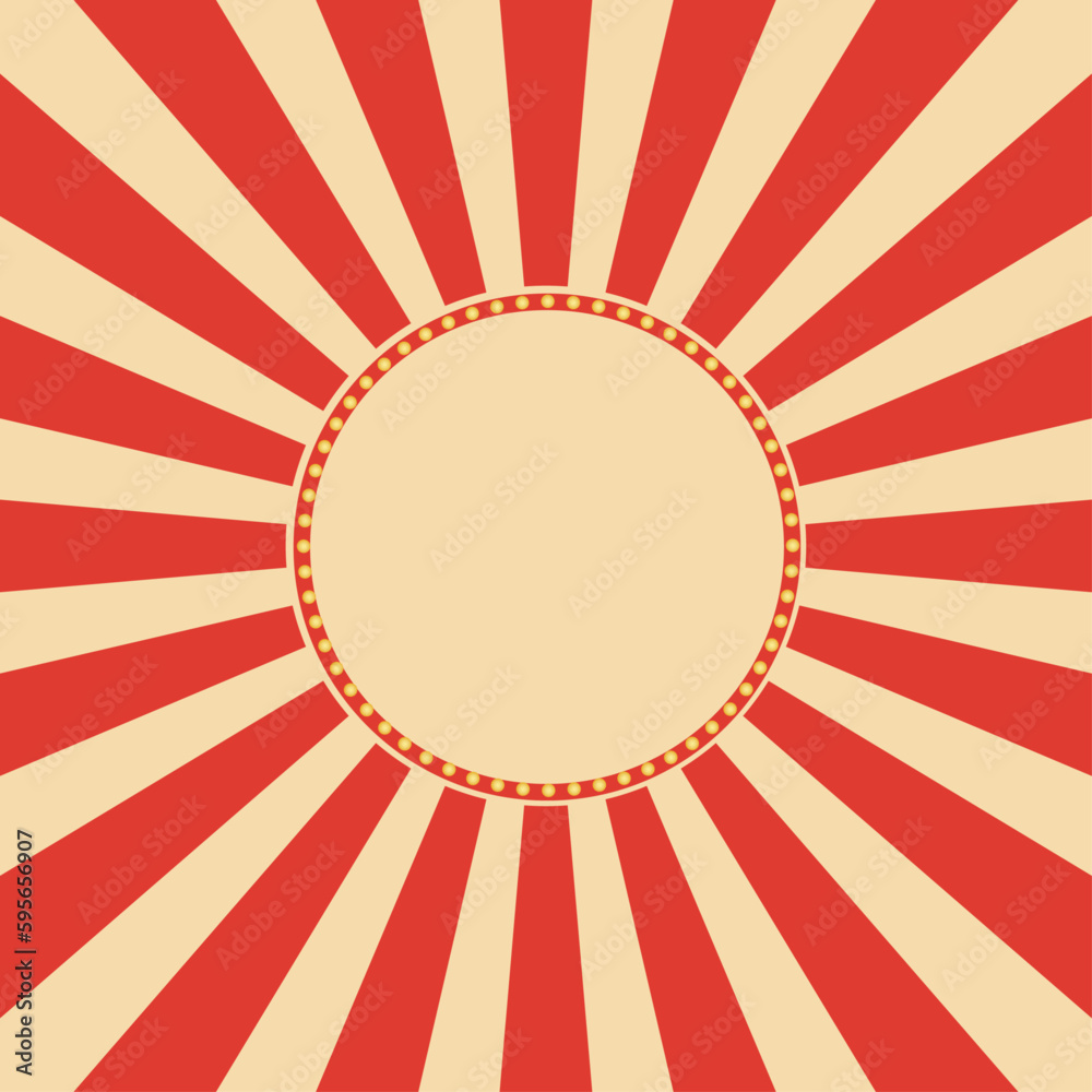 Carnival circle banner with lights. Circus banner. Vintage background ...