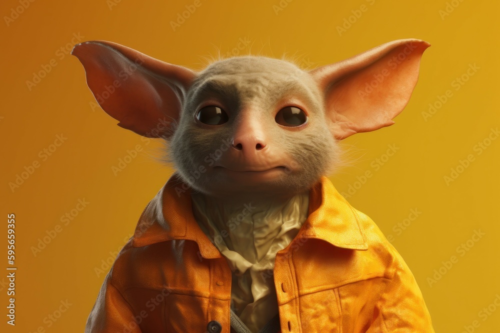 Anthropomorphic bat dressed in human clothing. humanized animal concept ...