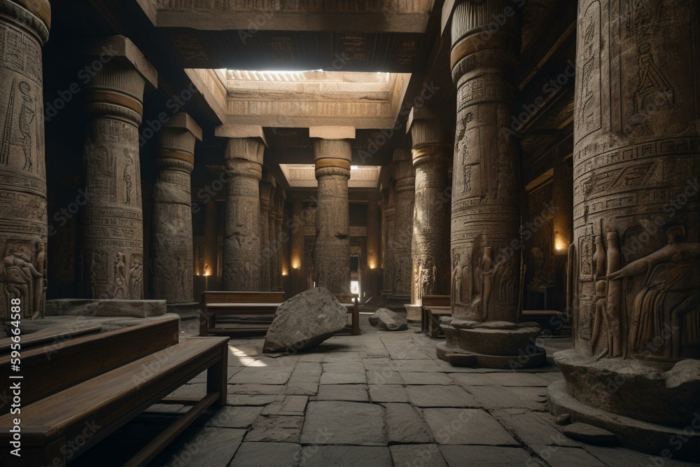 Ancient Egyptian place of worship. Generative AI Stock Illustration ...