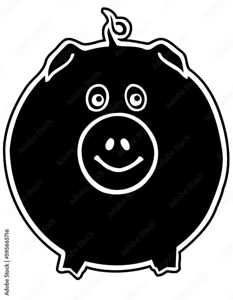 cute silhouette of a round cartoon pig design Stock Vector | Adobe Stock