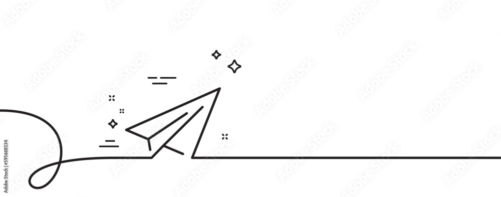 Paper plane line icon. Continuous one line with curl. Airplane flight ...