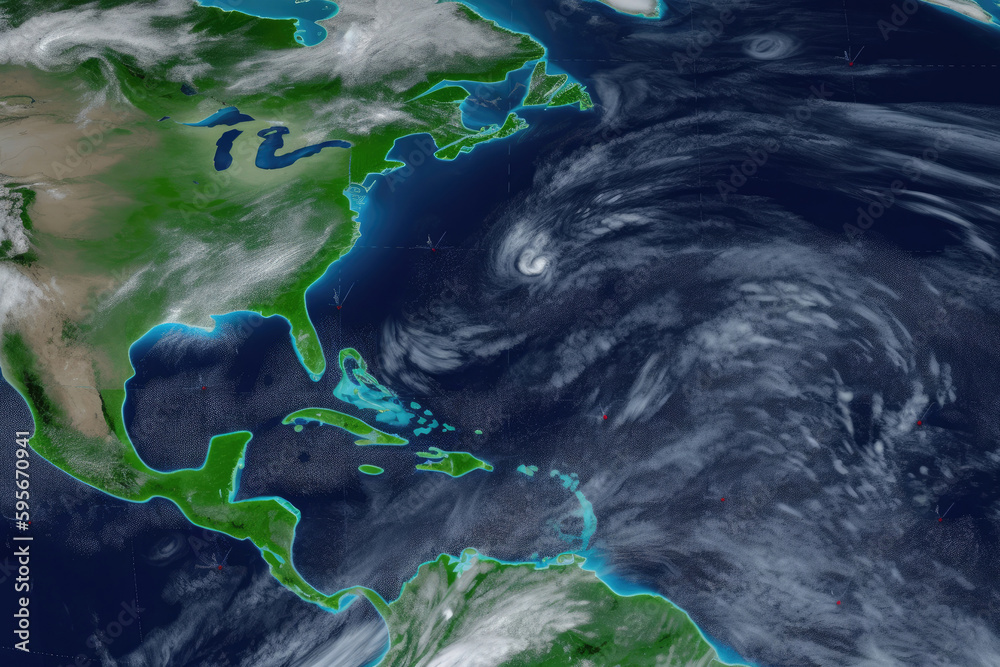 World map with weather forecast app. Weather prediction data on monitor ...