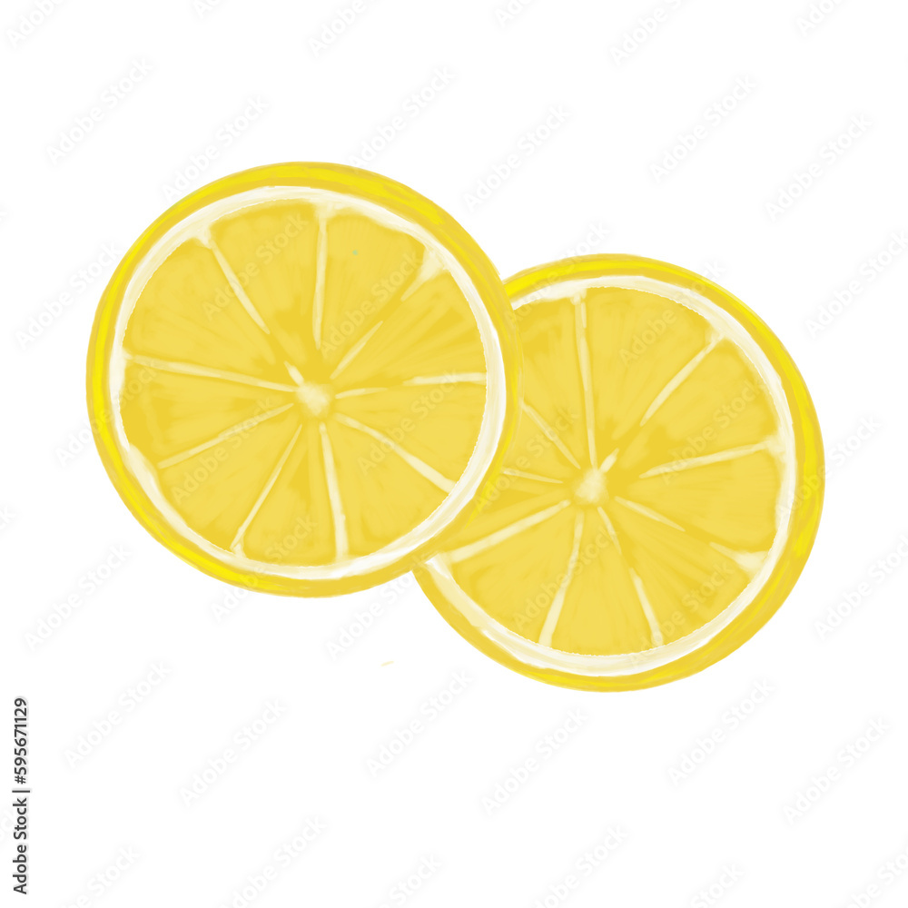 Limón partido en rodajas. Dos rodajas de fruta de limón. Fruta tropical ...