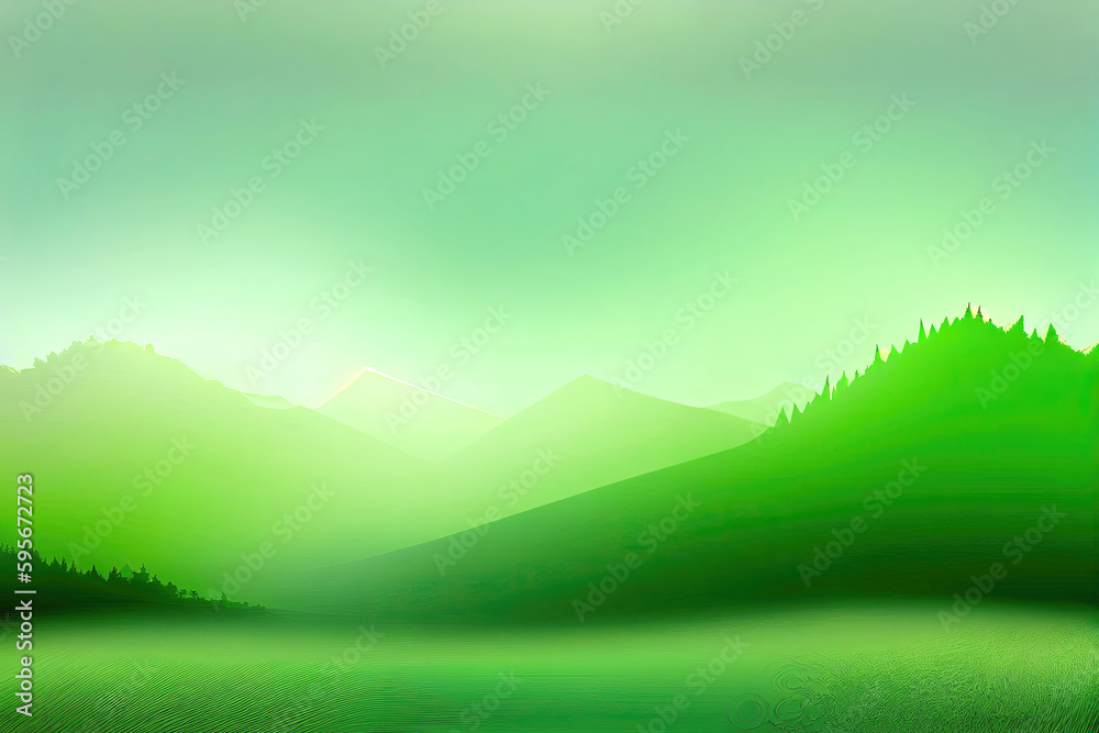 Abstract green landscape with gradient hills as wallpaper (Generative ...