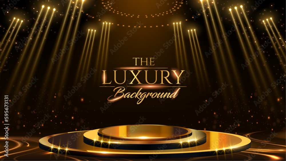 Golden Stage Spotlights Royal Awards Graphics Background. Lights ...