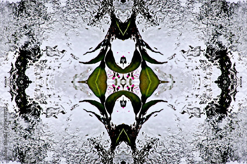 Abstract ice pattern and drawing appearing on the surface of the water ...