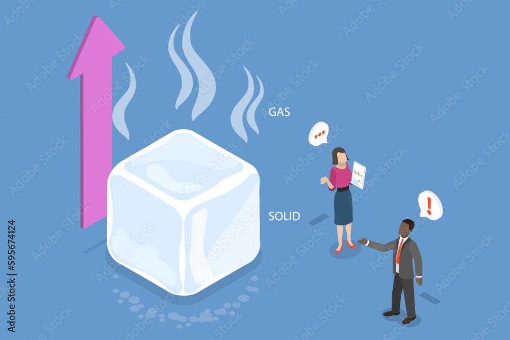 3D Isometric Flat Vector Conceptual Illustration of Solid to Gas Phase ...