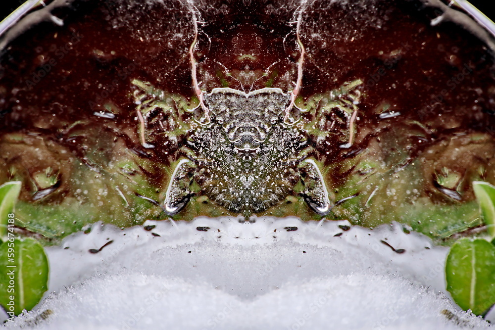 Abstract ice pattern and drawing appearing on the surface of the water ...