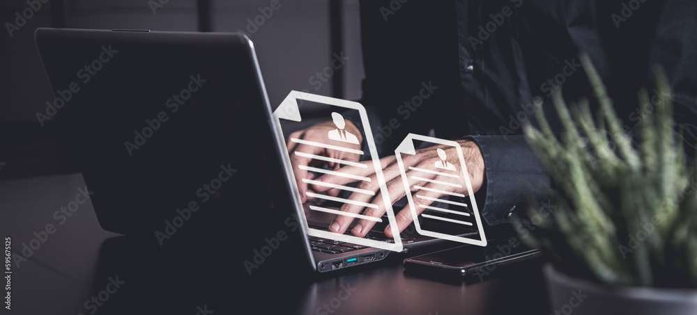 Technical support customer service concept, Woman hand using computer ...