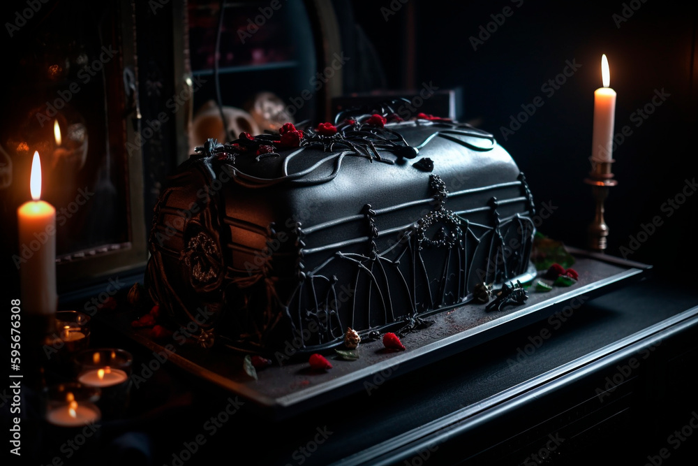 Gothic Vampire Coffin Cake Stock Illustration | Adobe Stock
