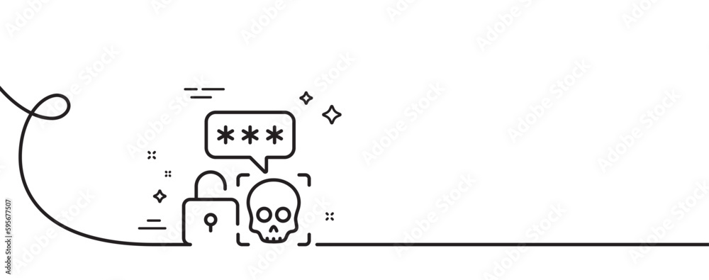 Vetor de Cyber attack line icon. Continuous one line with curl ...