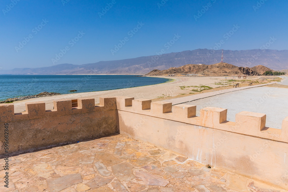 surroundings of the Mirbat castle near the sea in Mirbat town ...