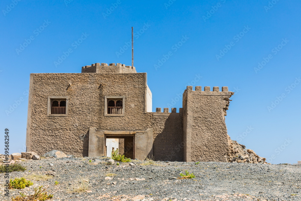 Small ancient fort in the city of Mirbat, Sultanate of Oman Stock Photo ...