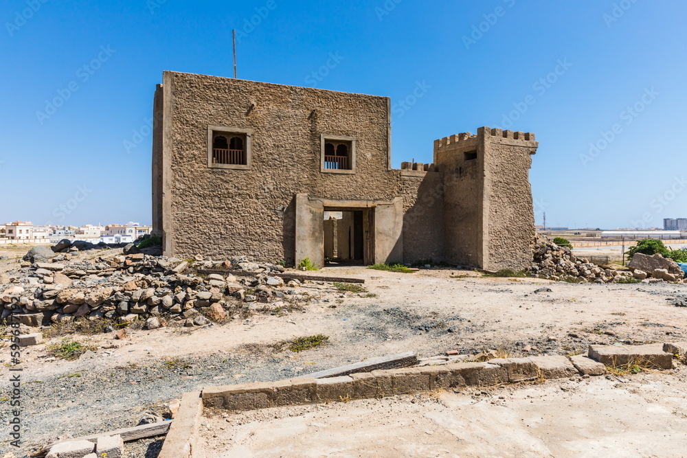 Small ancient fort in the city of Mirbat, Sultanate of Oman Stock Photo ...