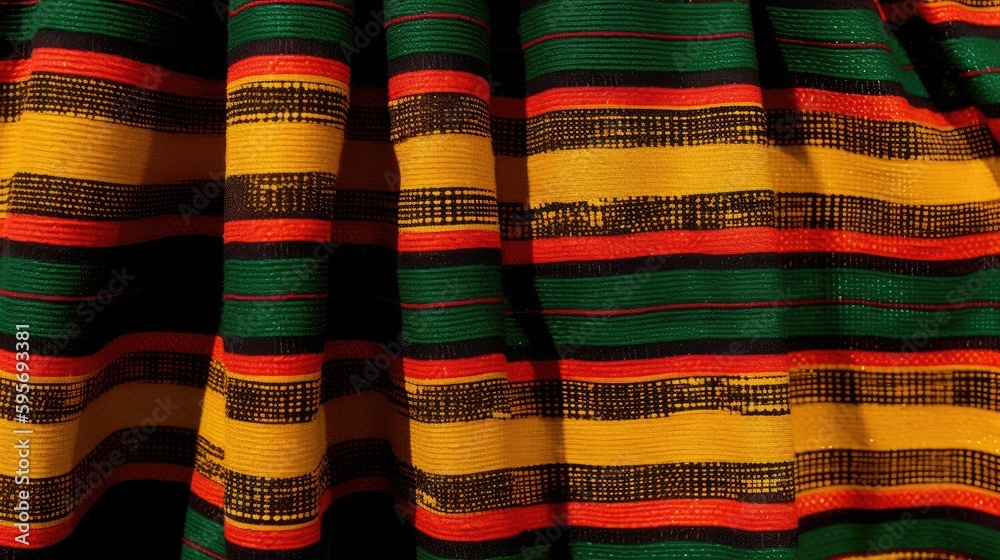 A colorful kente cloth is worn by Ghanaians during festivals ...