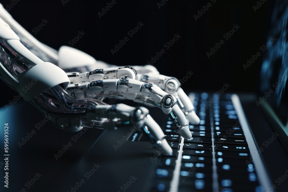 Future of Robotics: Bionic Hand Powerful Robot, Plain Background ...