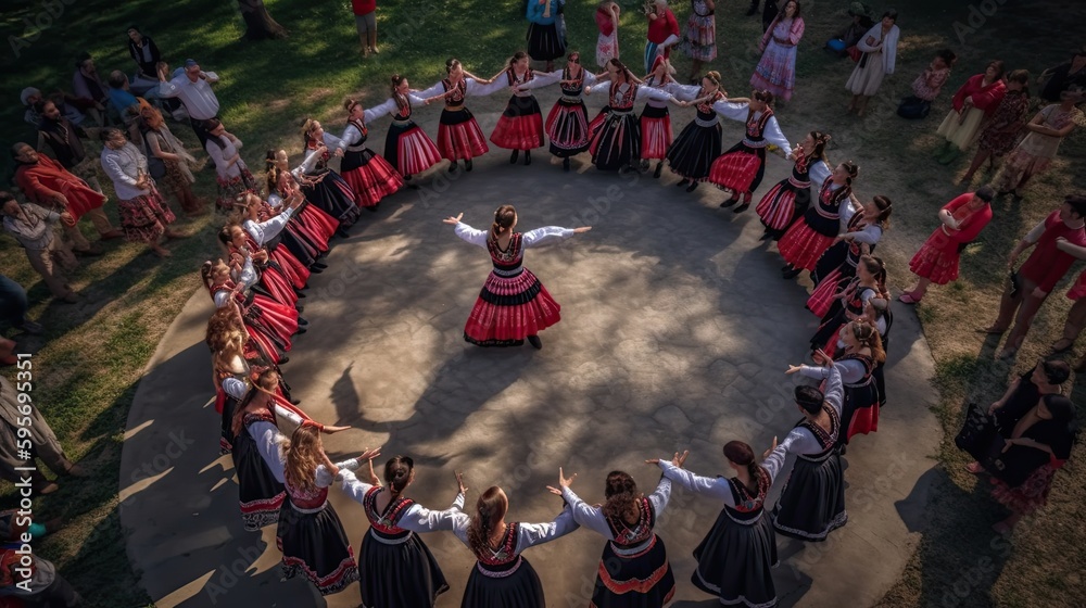 Women dance in a circle during a traditional folk festival in Belgium ...
