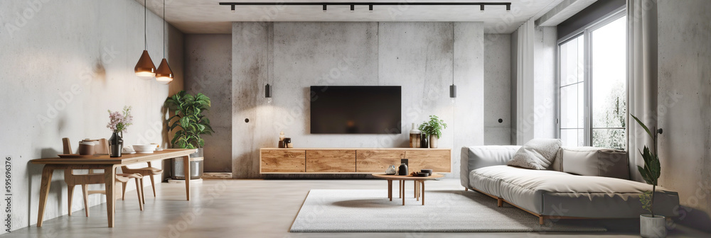 Loft interior design of modern living room with tv. Created with ...