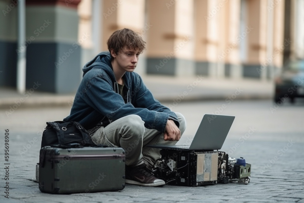 IT developer who lost job sits on the street without place to live and ...