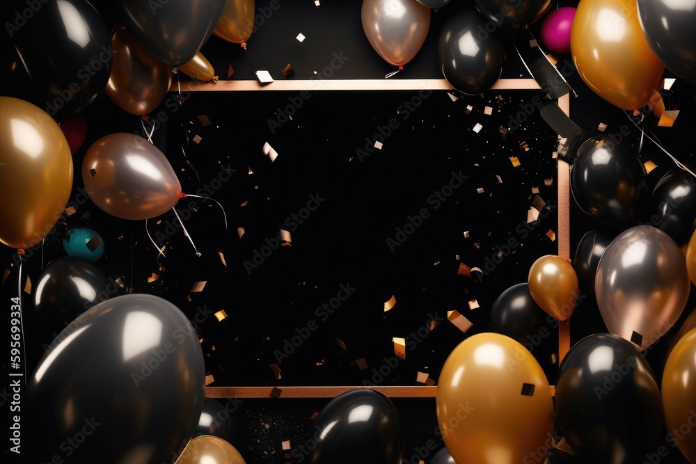 Illustration of a birthday party invitation with a frame for text ...