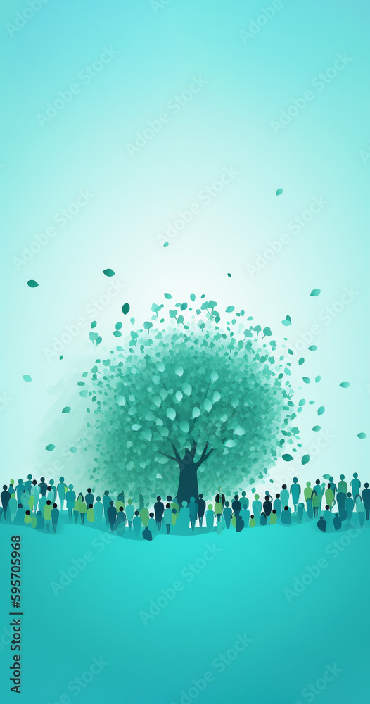 Environment day poster background, people and trees graphic on pastel ...