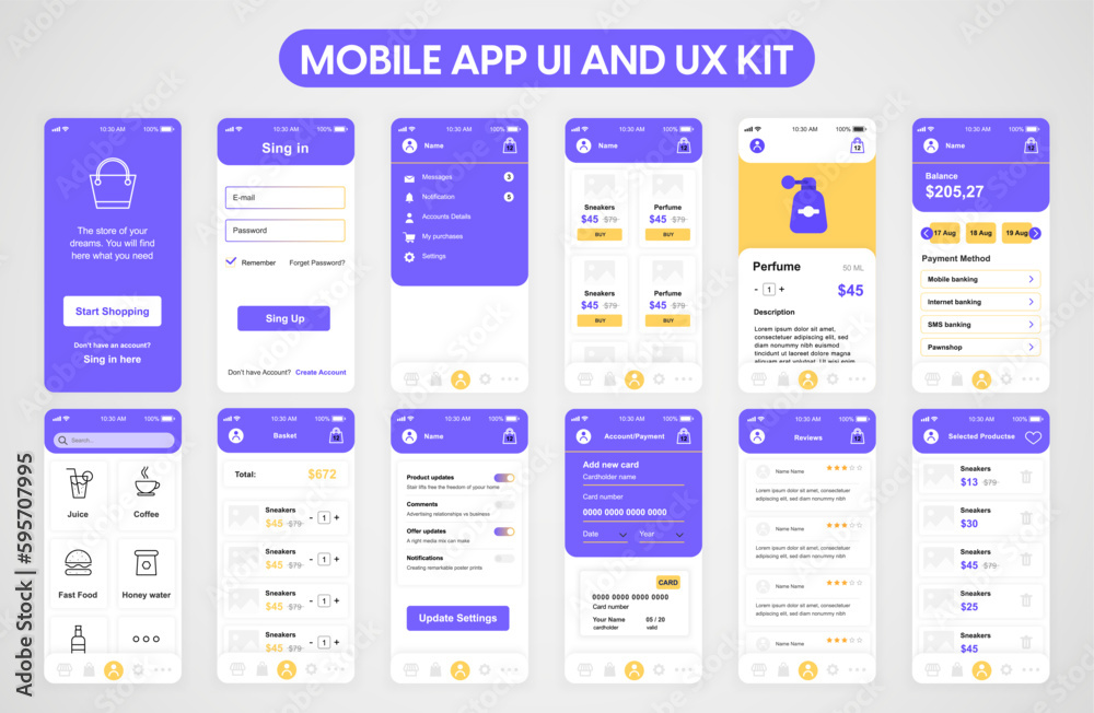 App design, elements 03, UX, UI, buttons, loading bars, vector, figma, XD, responsive, web ...