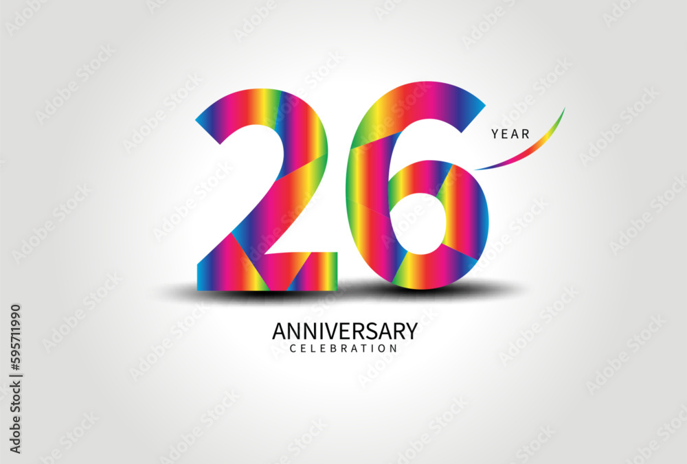 26 Year Anniversary Celebration Logo colorful vector, 26 Number Design ...