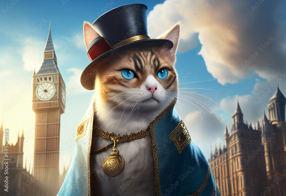 An Elegant British Cat in Traditional Dress. AI Generated Stock ...