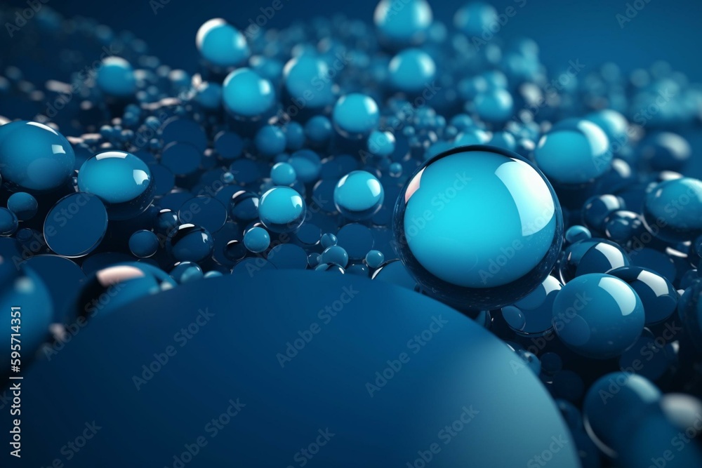 Minimalistic blue circle background with spheres in seamless loop. 4k ...