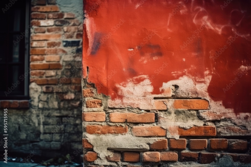 vibrant graffiti art on a textured red brick wall. Generative AI Stock ...
