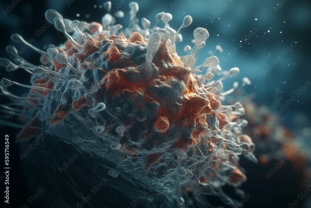 3D medical illustration of dangerous coronavirus COVID-19 strain, floating pathogen within ...