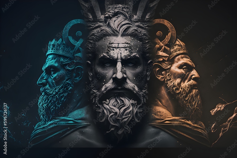 banner of all greek Gods dynamic pose Unreal Engine Cinematic Color ...