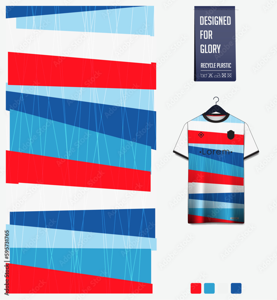 Soccer jersey pattern design. Stripes pattern on blue background for ...