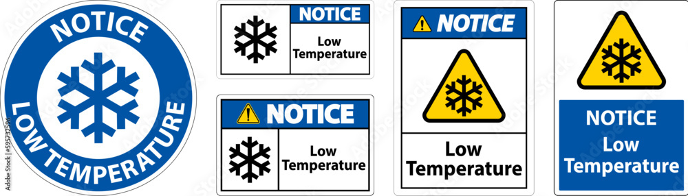 Notice Low temperature symbol and text safety sign. Stock Vector ...
