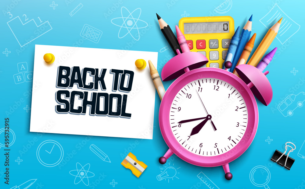 Back to school vector design. Back to school text in white board with ...