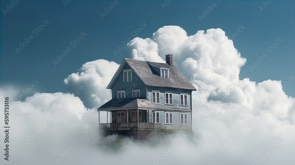 House-Shaped Cloud Floating in the Sky, Isolated in 8K created with ...