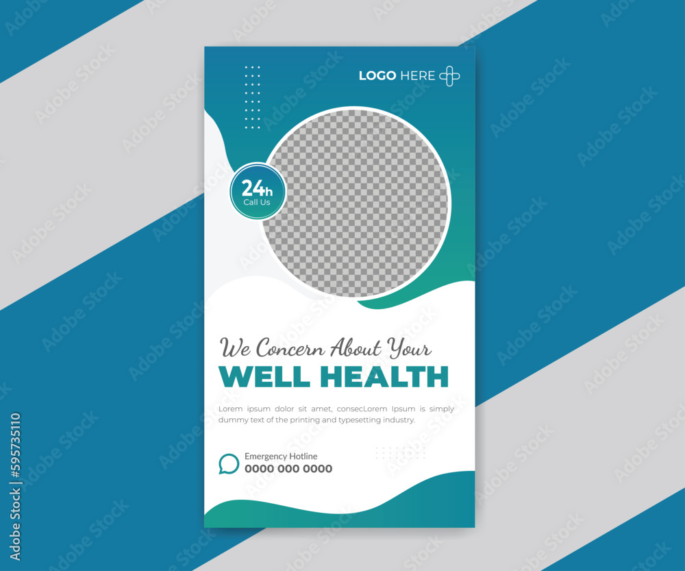 Medical healthcare social media Instagram story template design Stock ...