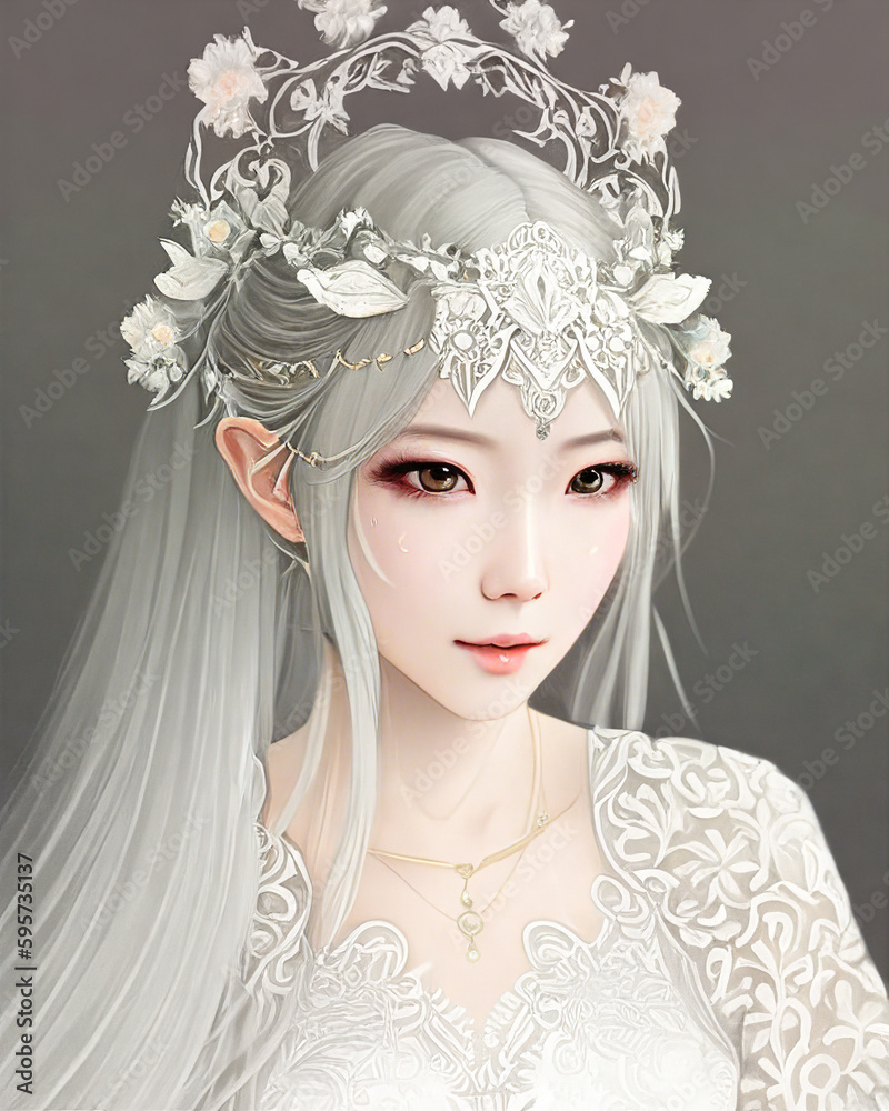 Portrait of beautiful woman from the kpop group photo used a floral ...