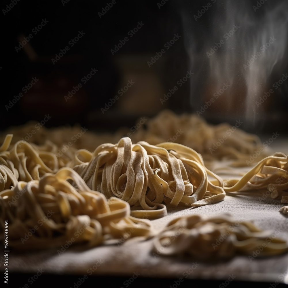 Process of making Pasta. Pasta close-up. Making spaghetti in the ...