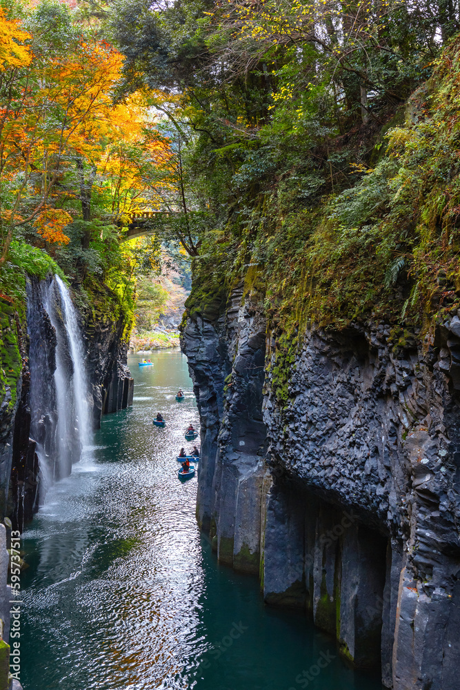 Miyazaki, Japan - Nov 24 2022: Takachiho Gorge is a narrow chasm cut ...